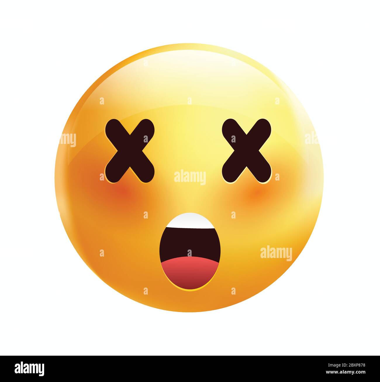 Émoticone de haute qualité sur fond blanc.Emoji mort.face jaune avec X ...