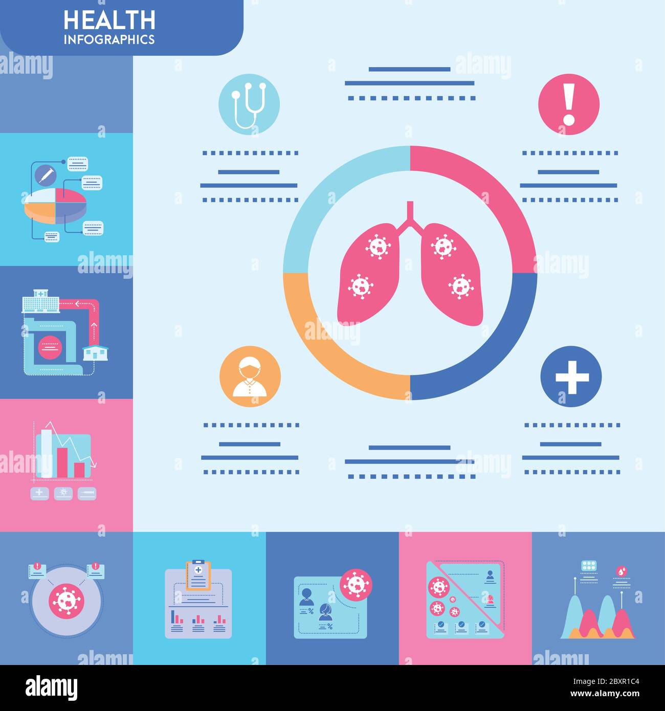 ensemble d'icônes infographies de santé dessin vectoriel d'illustration ...