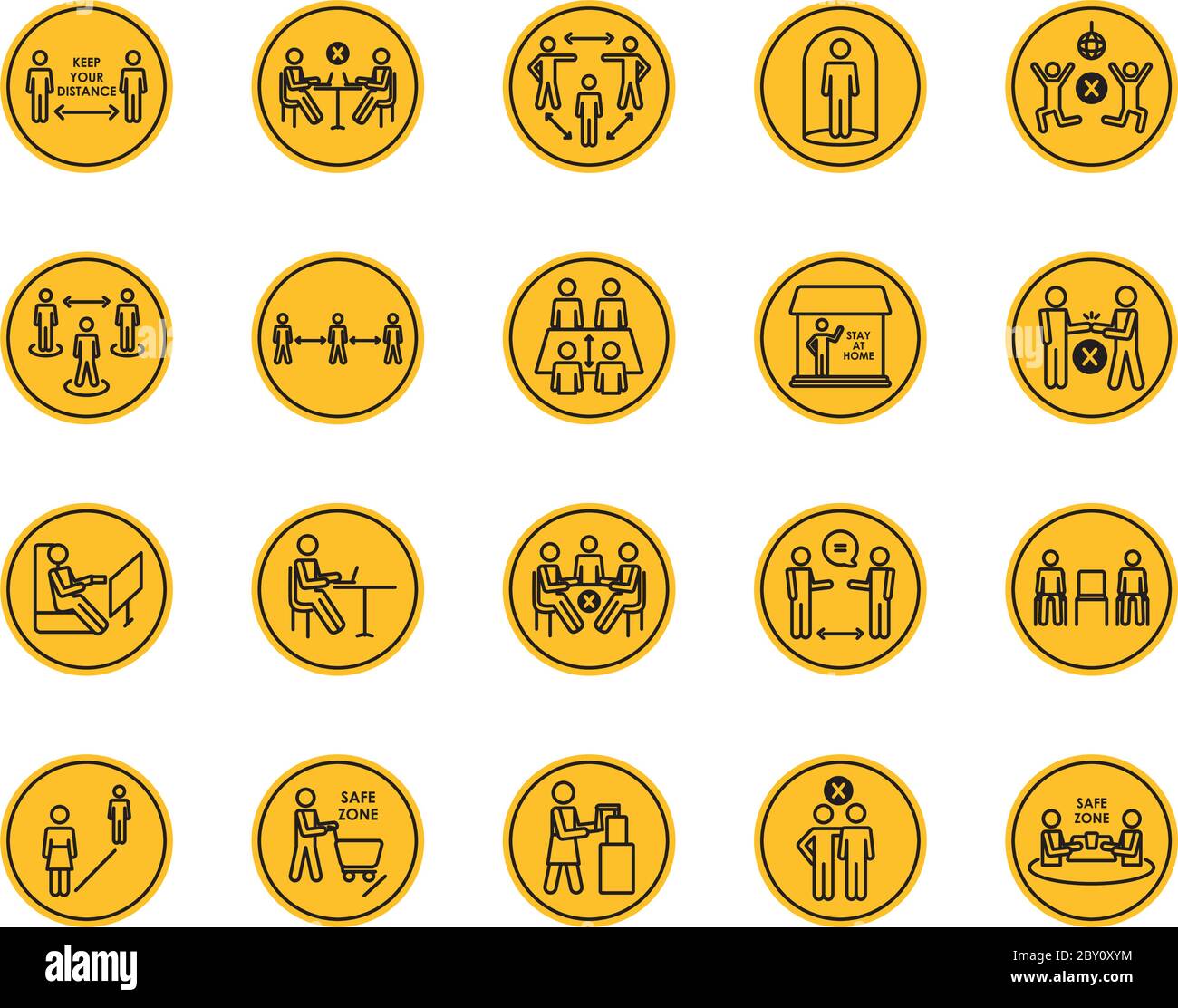 pictogramme personnes parlant et social distanciation icône sur fond ...