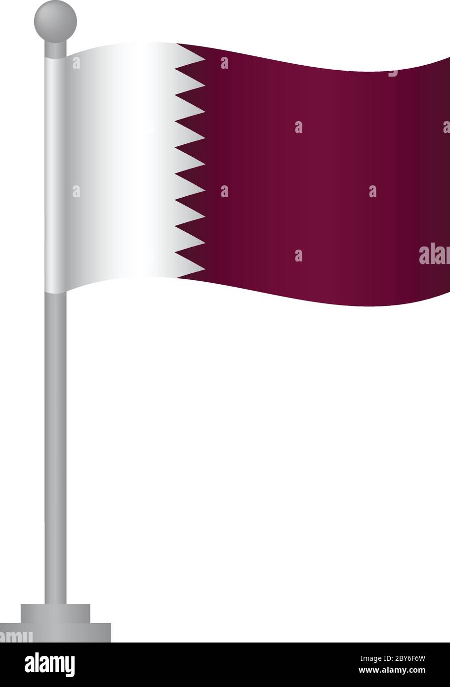 Drapeau du Qatar. Drapeau national du Qatar sur le vecteur de pôle ...