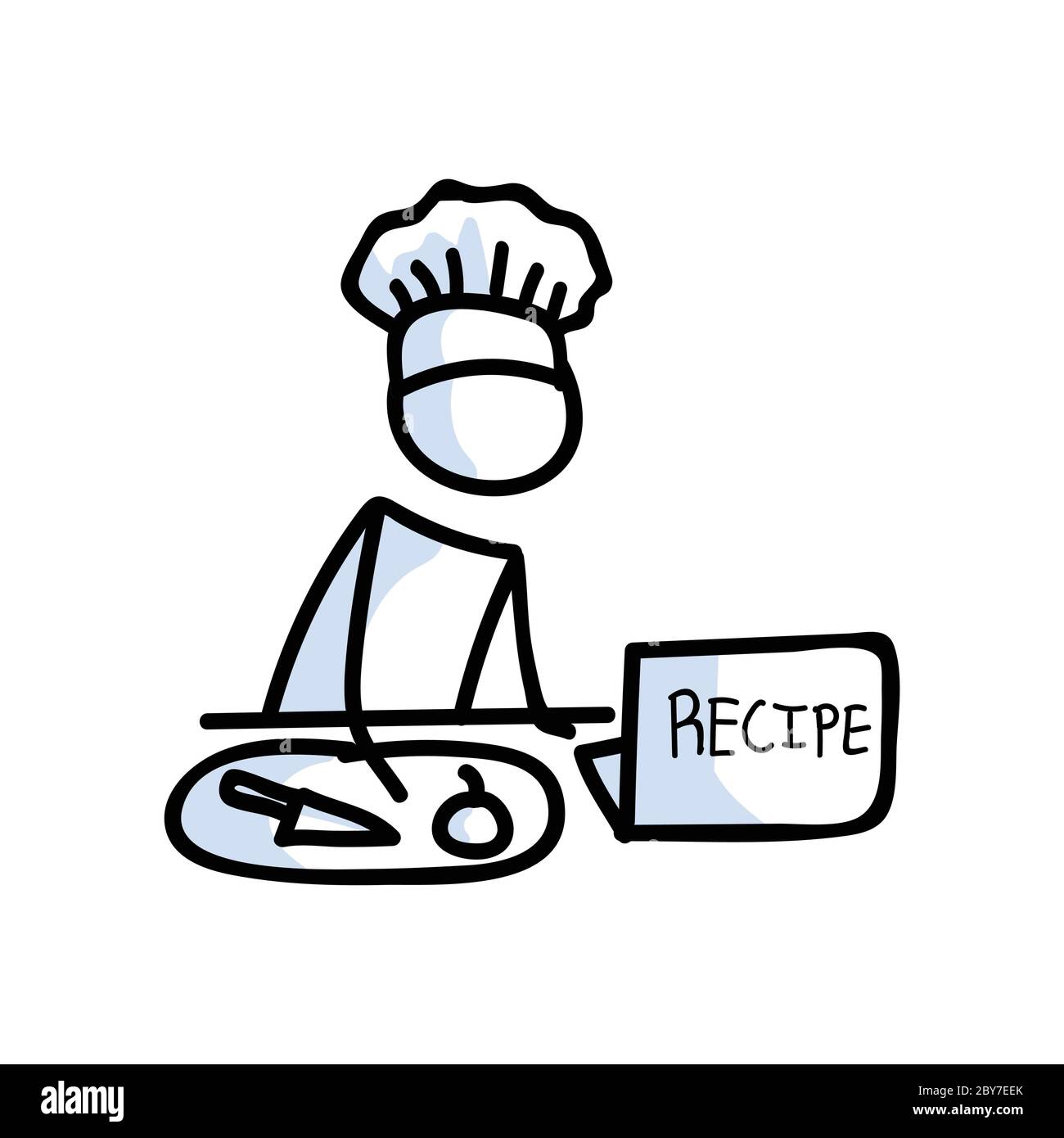 Adorable tube figurine chef recette de cuisine sur ordinateur portable ...
