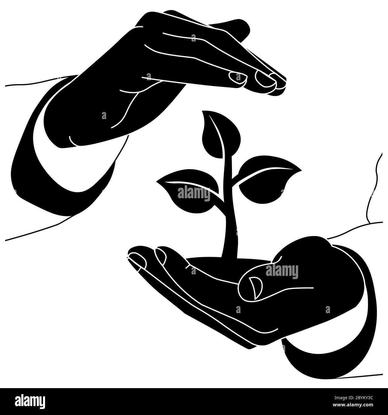 Planet earth tree cartoon Banque d'images noir et blanc - Alamy