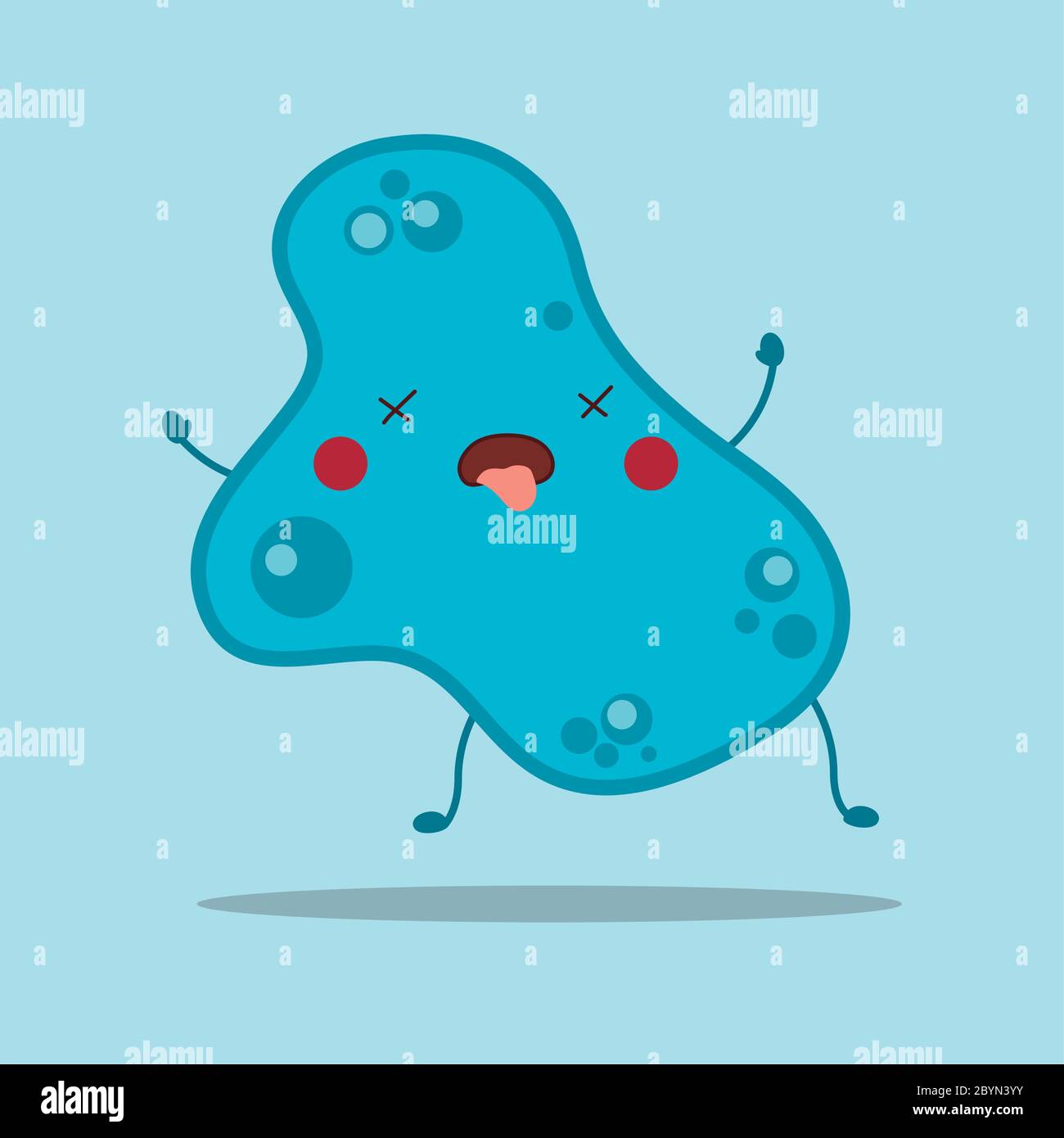 Virus mort kawaii dessin animé, molécule d'organisme de bactérie et ...