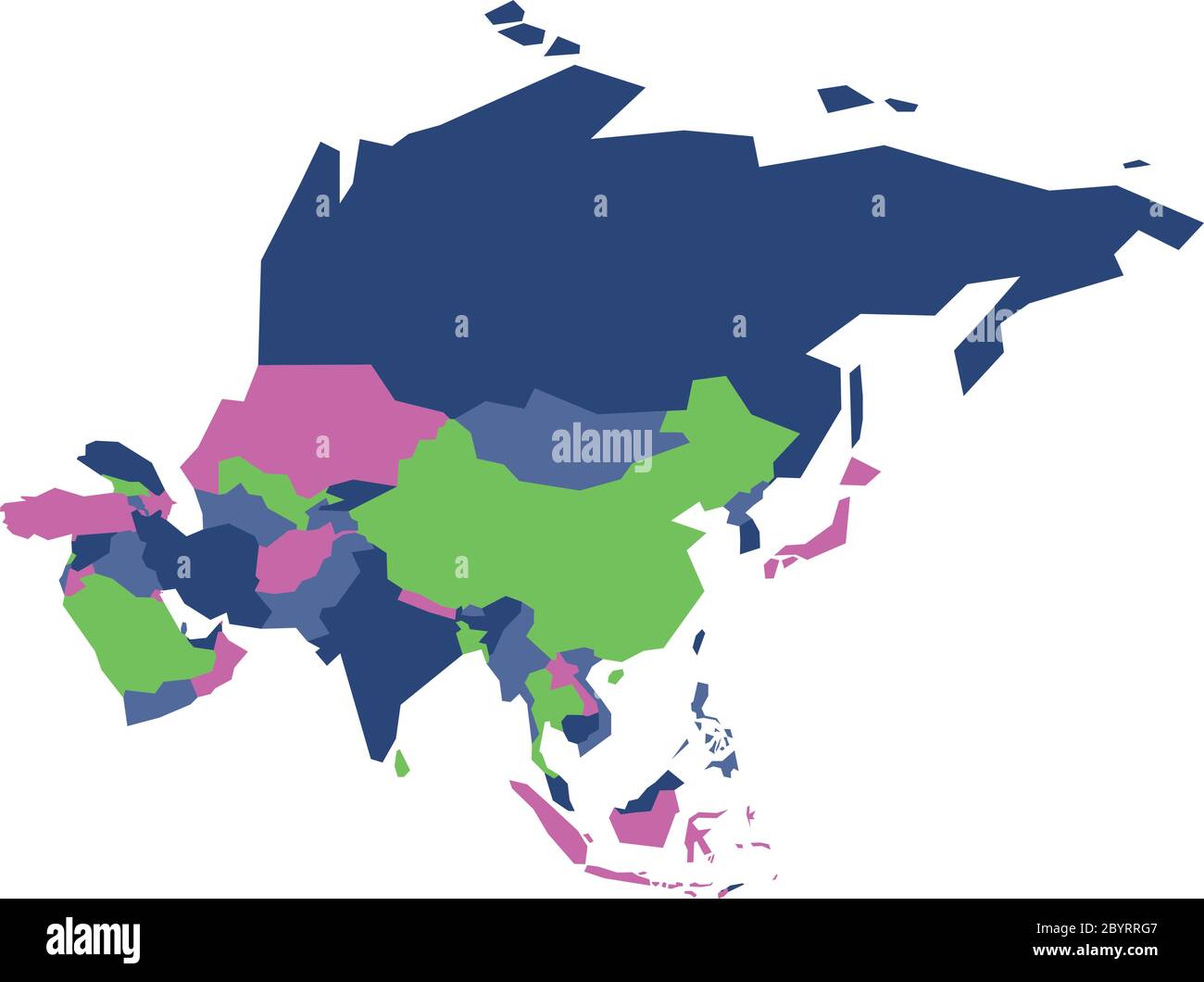 Carte politique infographique très simplifiée de l'Asie. Illustration ...