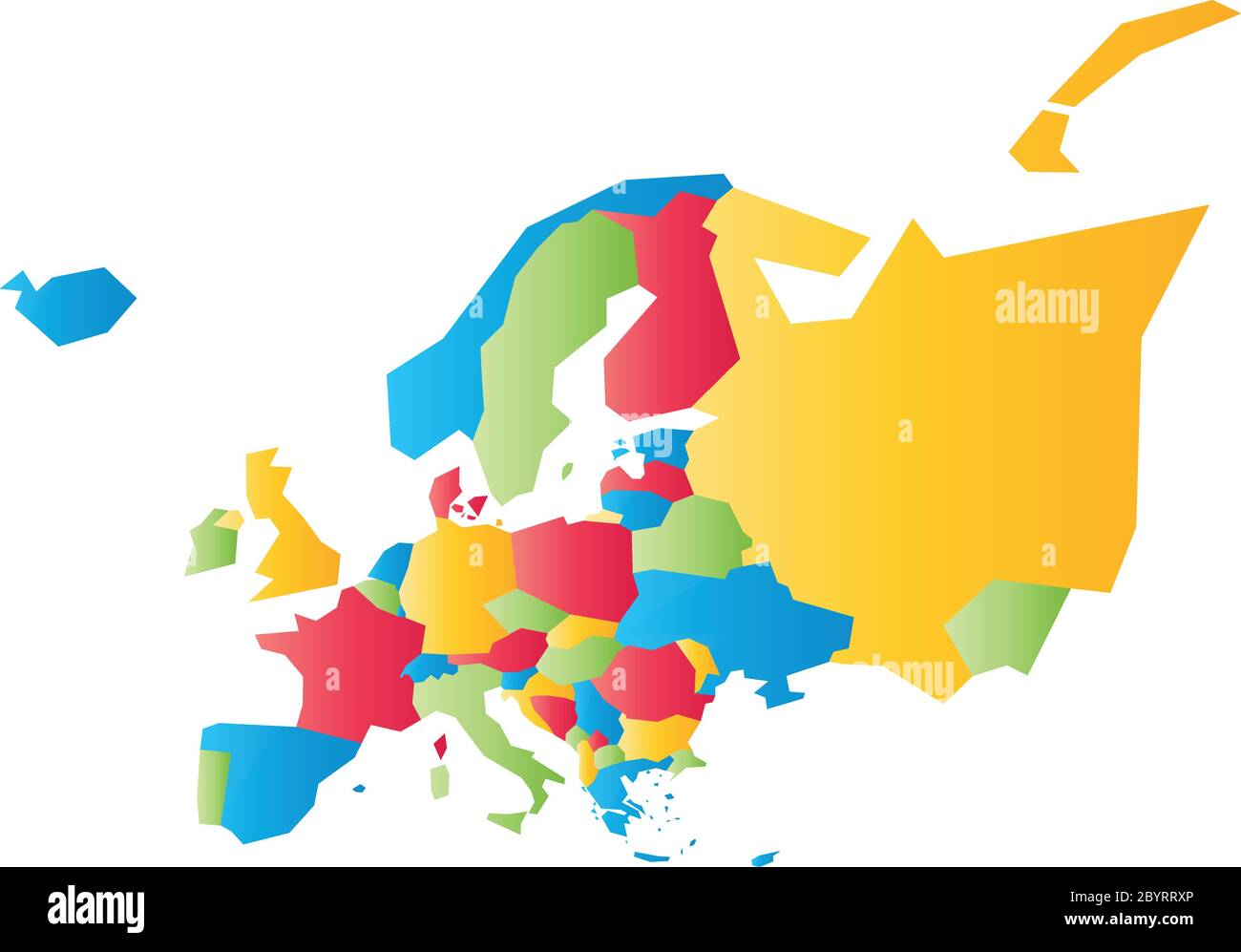 Carte politique infographique très simplifiée de l'Europe. Illustration ...