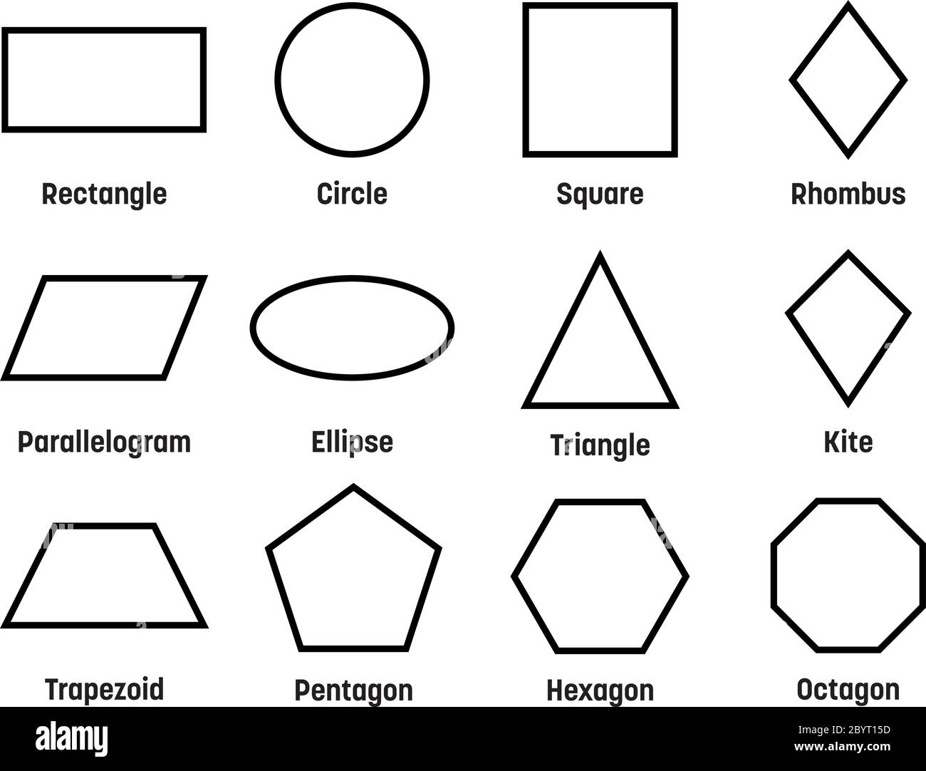 Formes géométriques avec étiquettes. Jeu de 12 formes de base ...