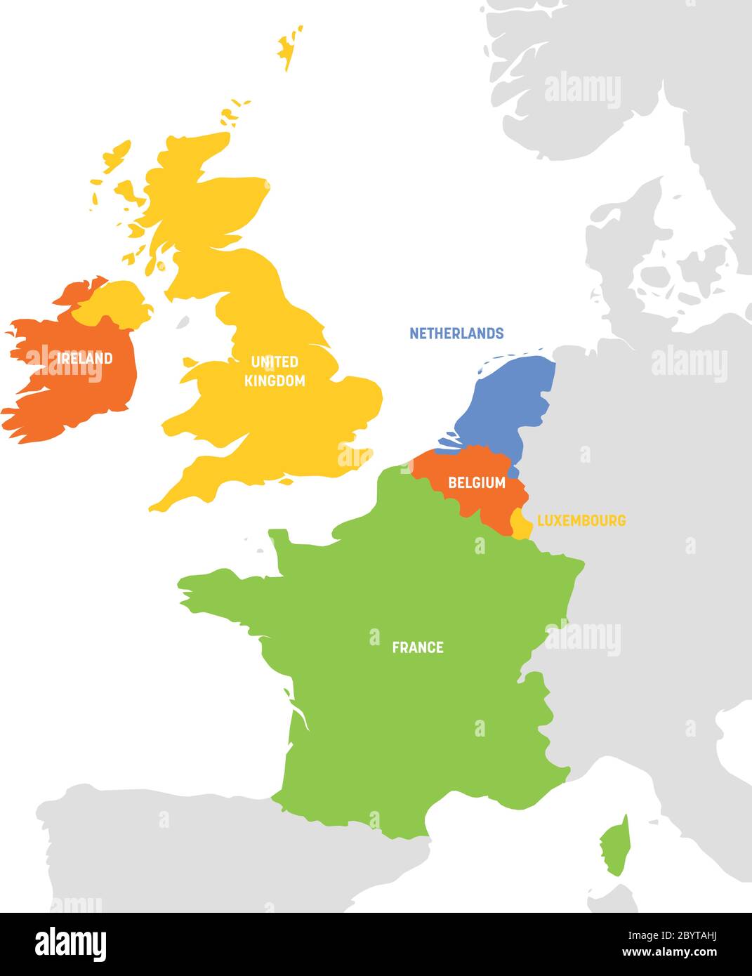 Région de l'Europe de l'Ouest. Carte des pays d'Europe occidentale ...