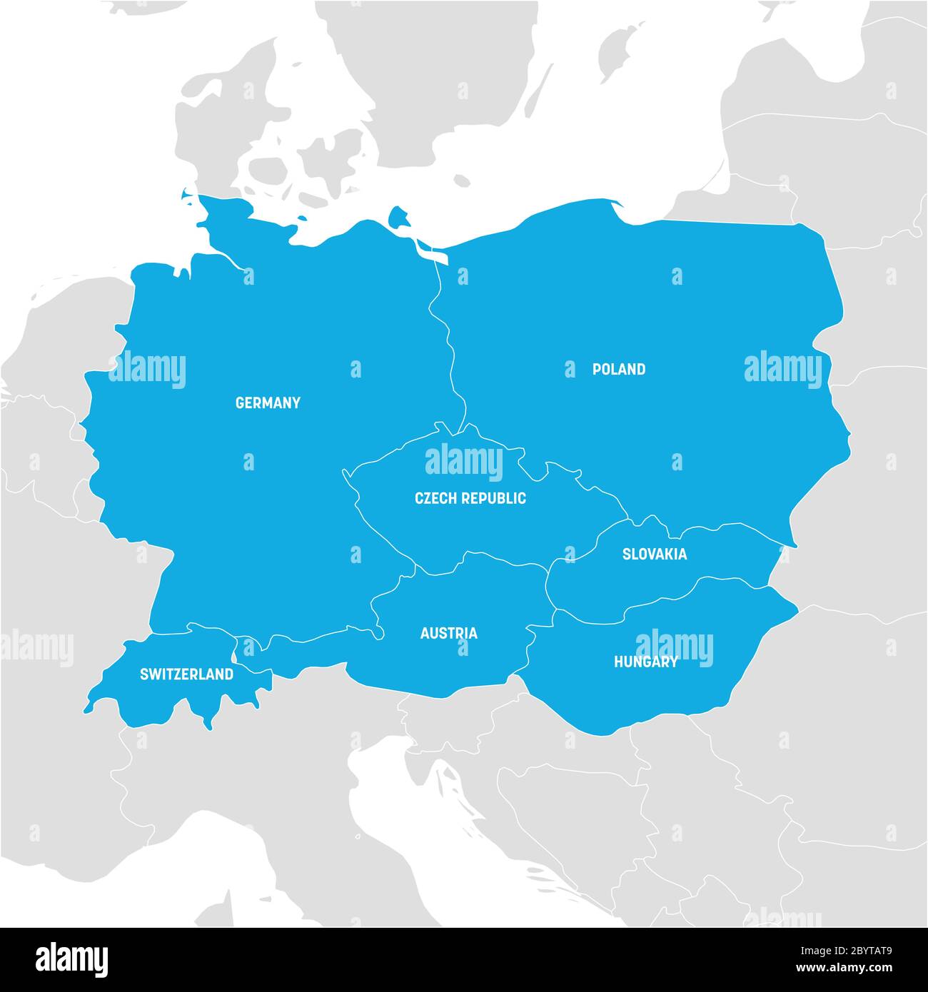 Région d'Europe centrale. Carte des pays du centre de l'Europe ...