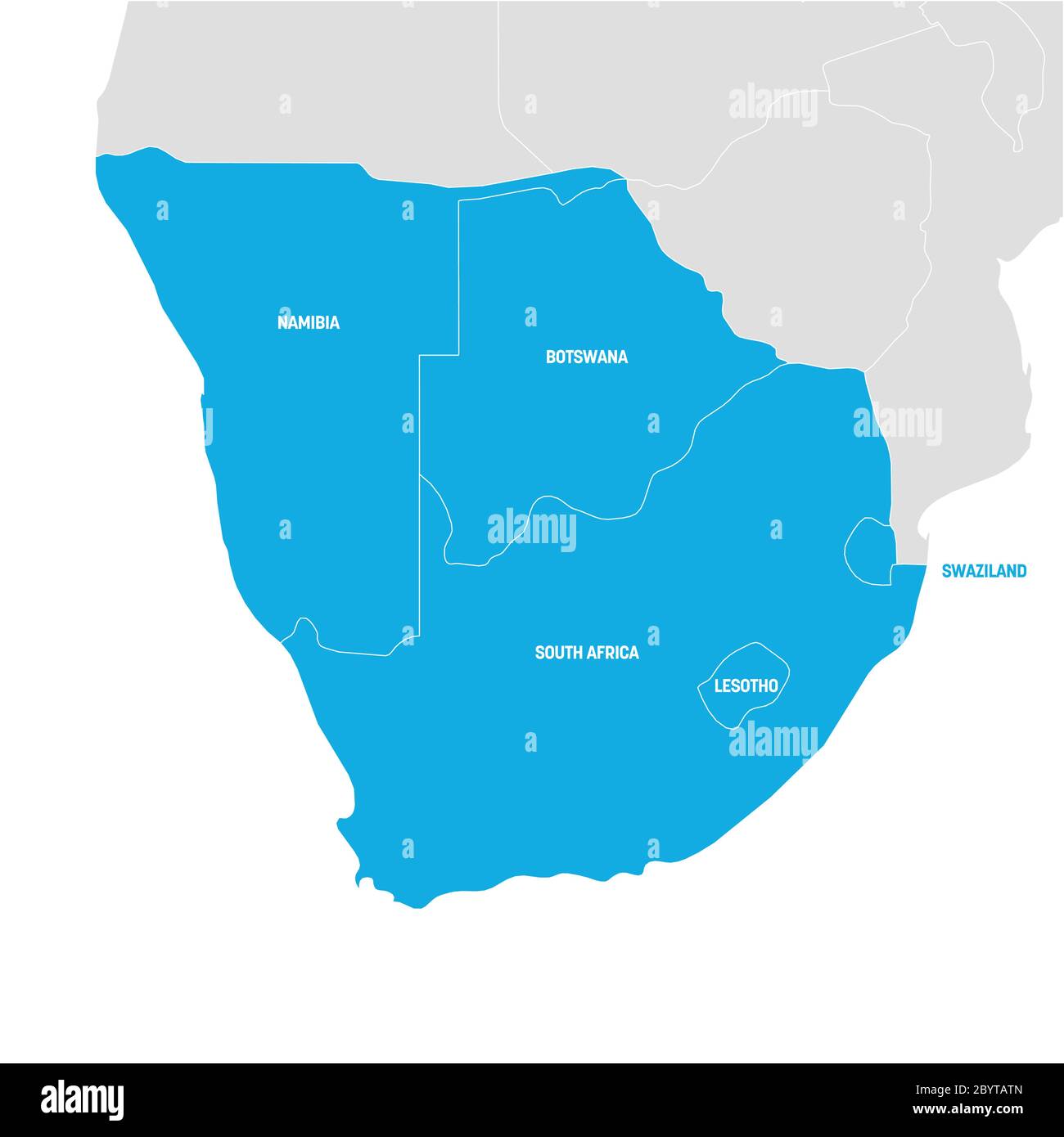 Région de l'Afrique du Sud. Carte des pays d'Afrique australe ...
