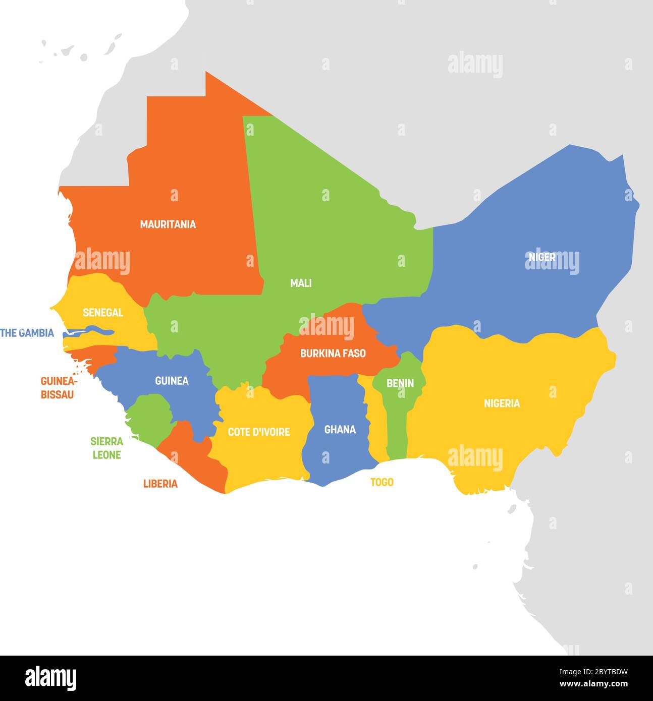 Région de l'Afrique de l'Ouest. Carte des pays d'Afrique de l'Ouest ... Région de l'Afrique de l'Ouest. Carte des pays d'Afrique de l'Ouest ...