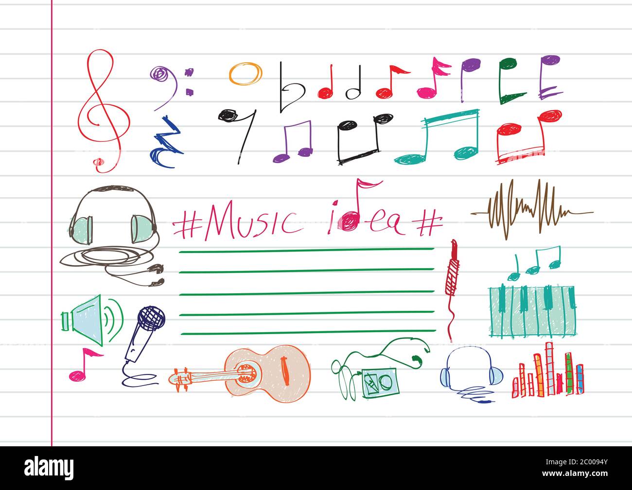 Music notes collection of sheet music Banque de photographies et d ...