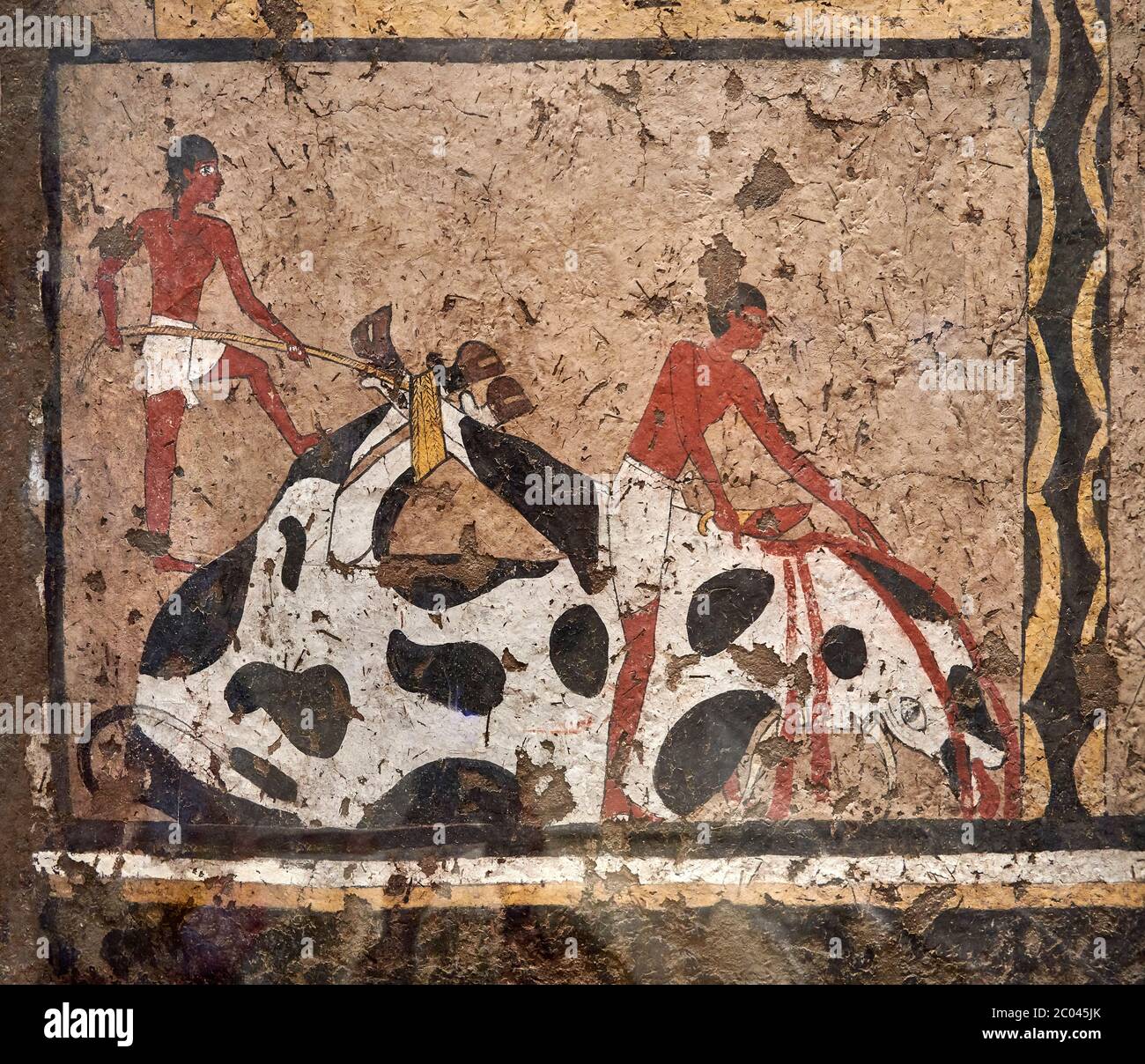 Peintures murales égyptiennes anciennes de la tombe d'Iti et de Neferu ...