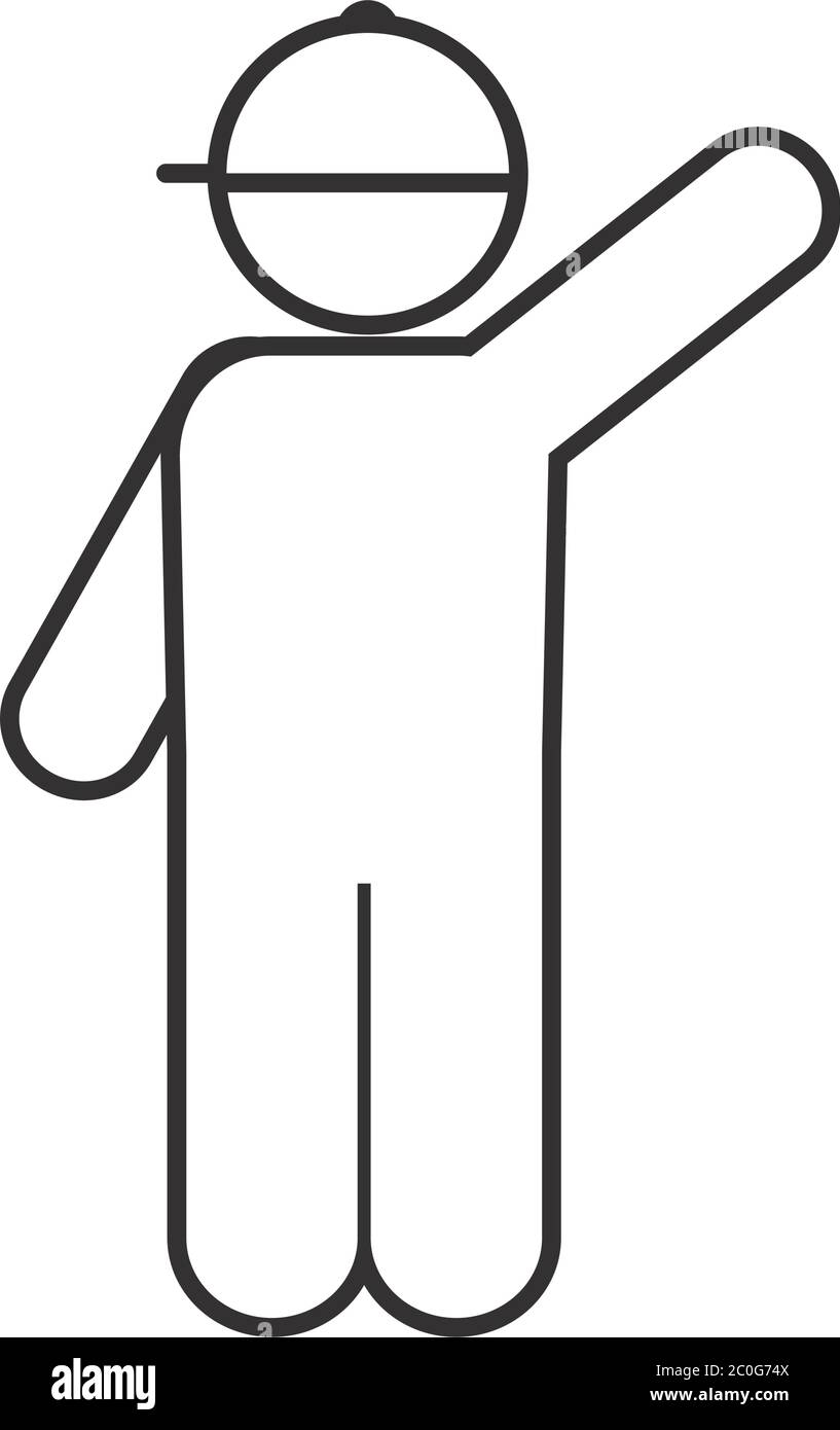 pictogramme garçon agitant icône sur fond blanc, style de ligne ...