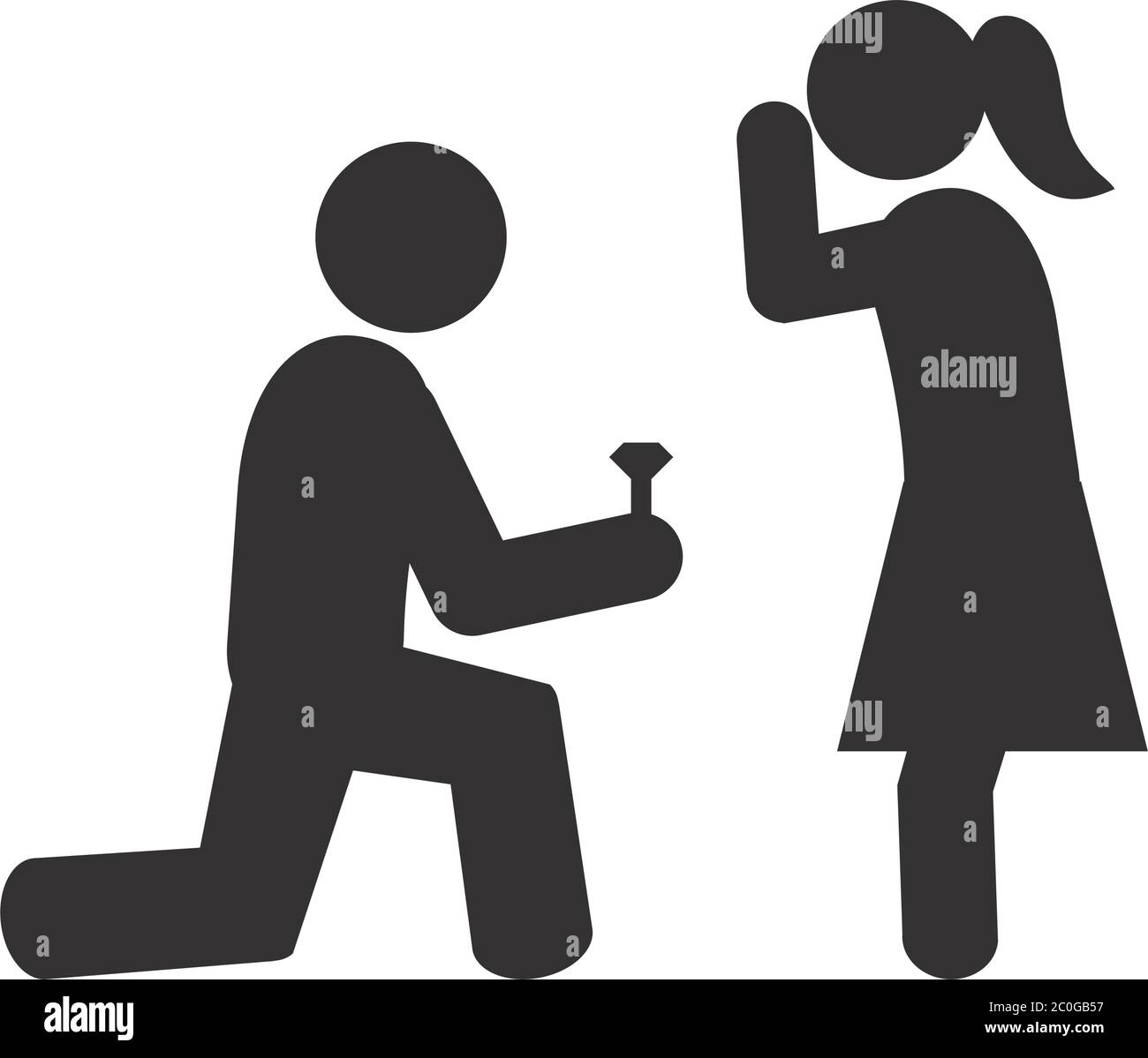 pictogramme homme faisant la proposition de mariage à une femme sur ...