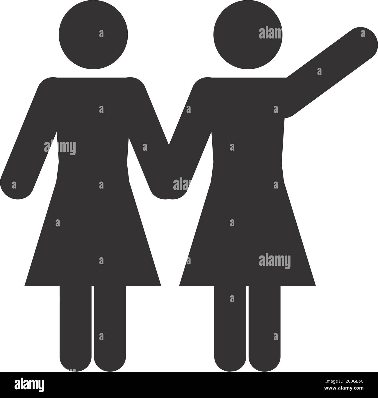 pictogramme couple de femmes tenant les mains sur fond blanc, style ...