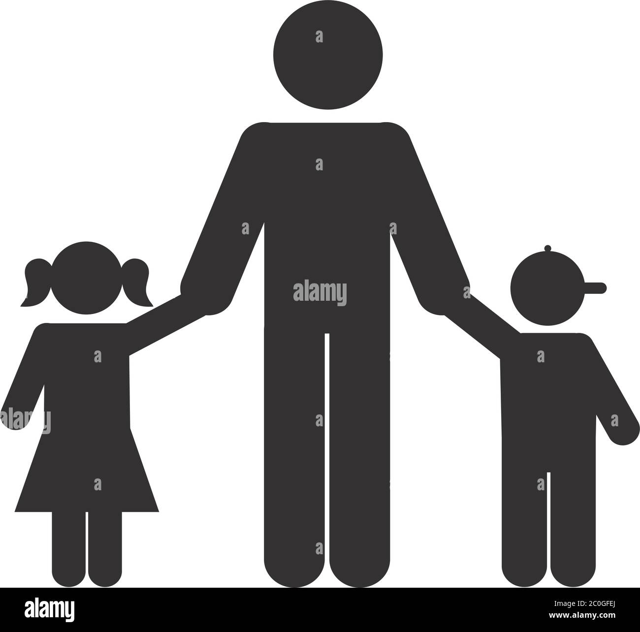 pictogramme homme avec une petite fille et un garçon sur fond blanc ...