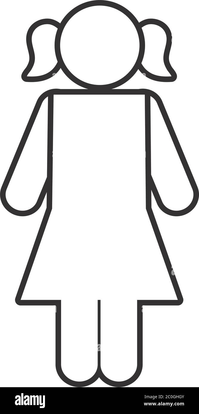 icône de fille de pictogramme sur fond blanc, style de ligne ...
