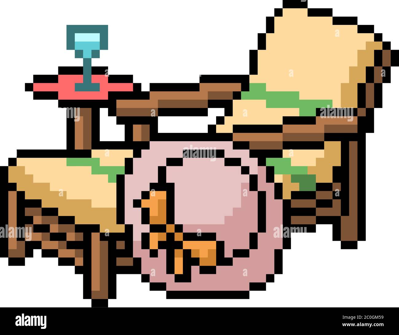 dessin animé isolé de l'été avec un pixel art vectoriel Image ...