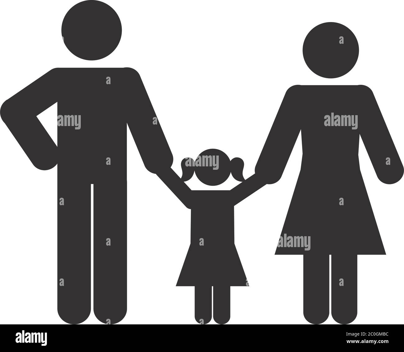 famille de pictogrammes avec petite fille sur fond blanc, style ...