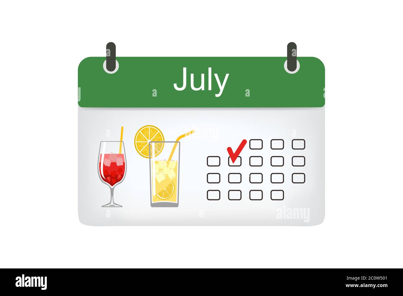 Icône de calendrier juillet avec motif isolé sur fond blanc ...