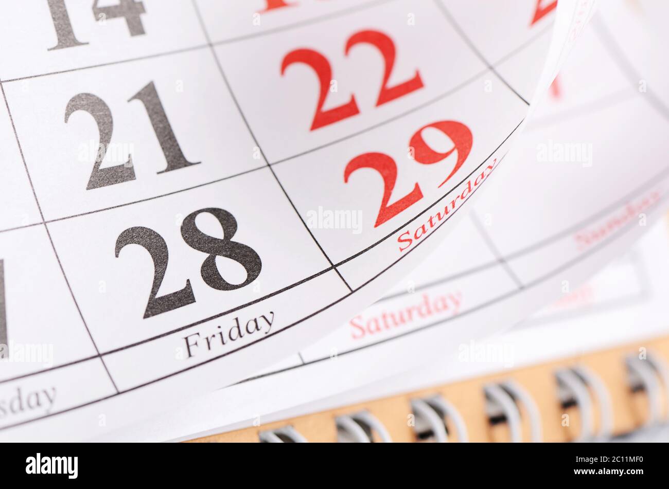 Calendrier des dates de l'année Banque de photographies et d’images à ...