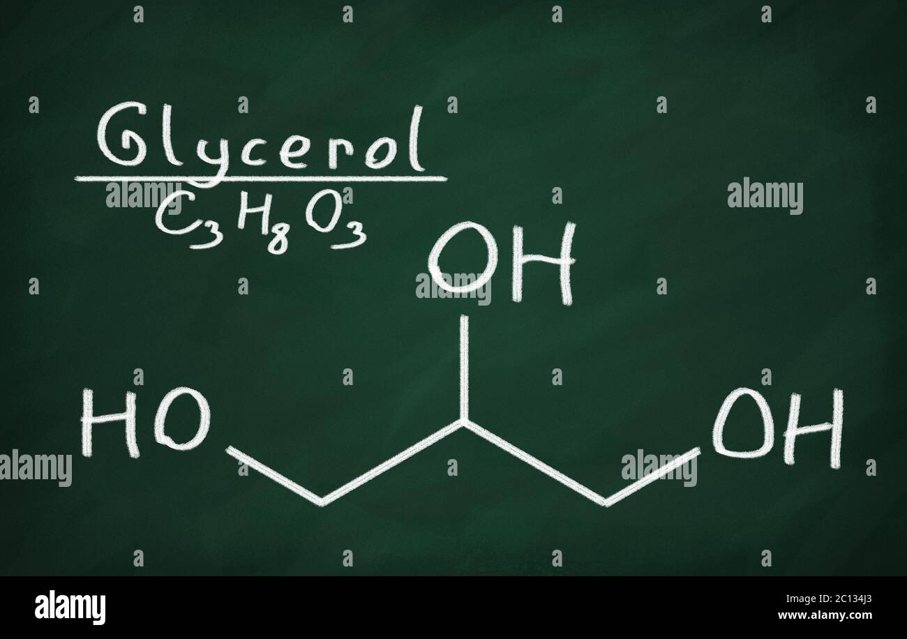 Modèle structurel du glycérol sur le tableau noir Photo Stock - Alamy