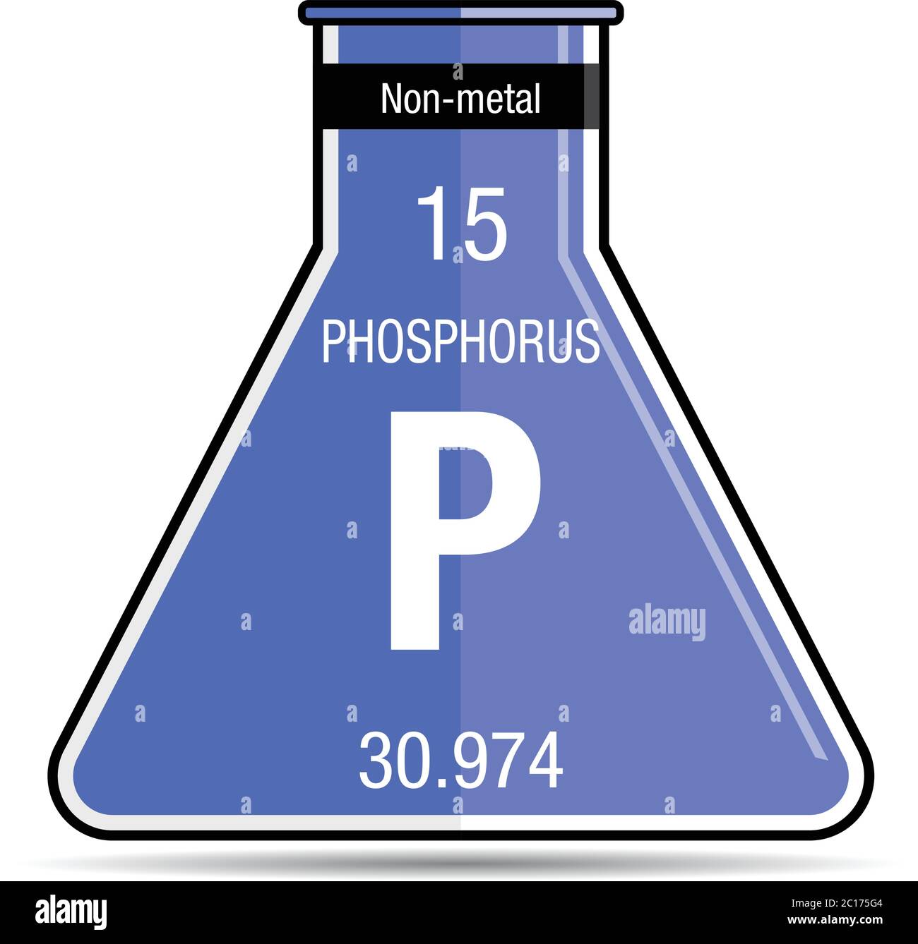 Symbole de phosphore sur la fiole chimique. Élément numéro 15 du ...