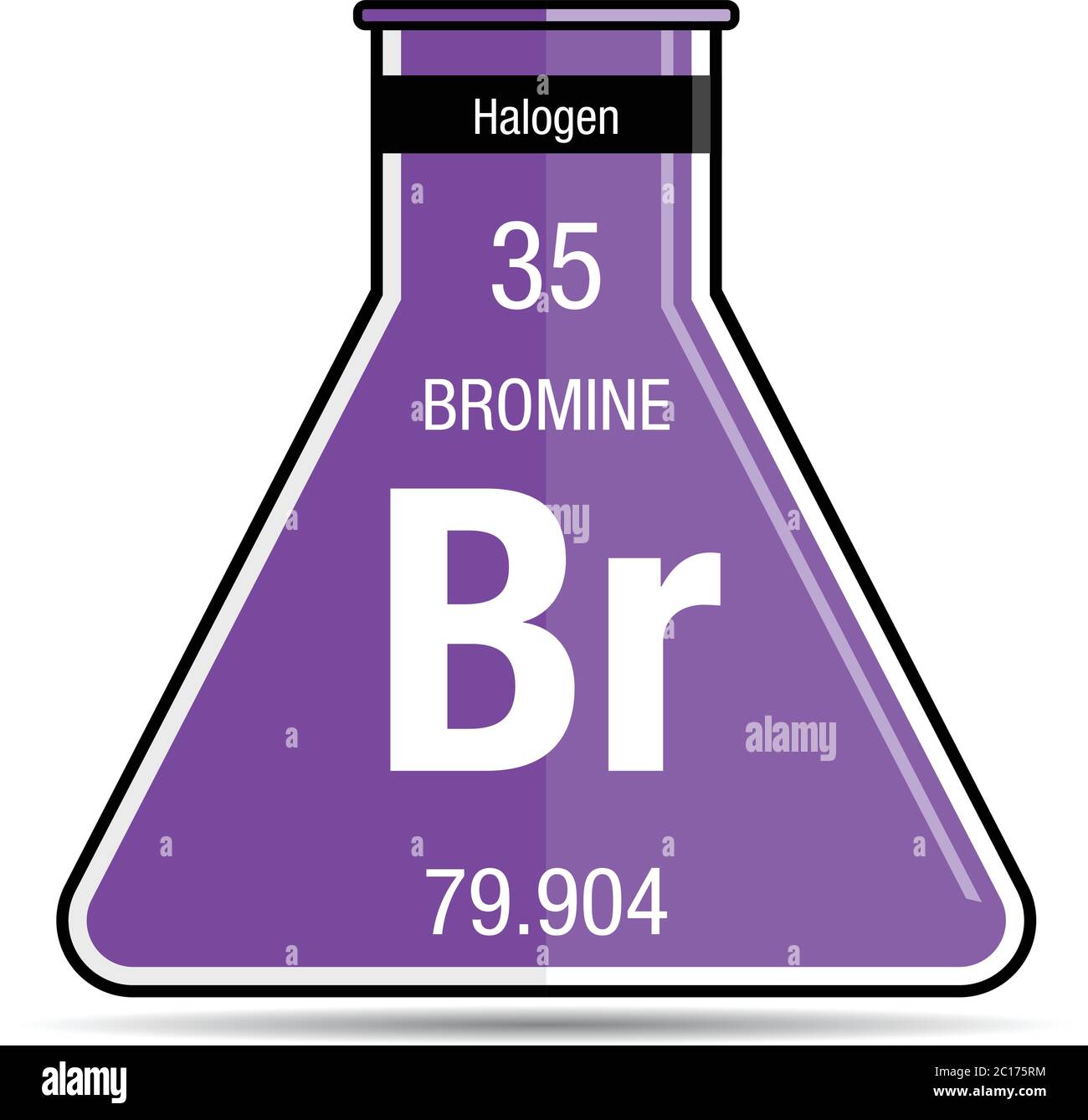Symbole brome sur flacon de produit chimique. Élément numéro 35 du ...