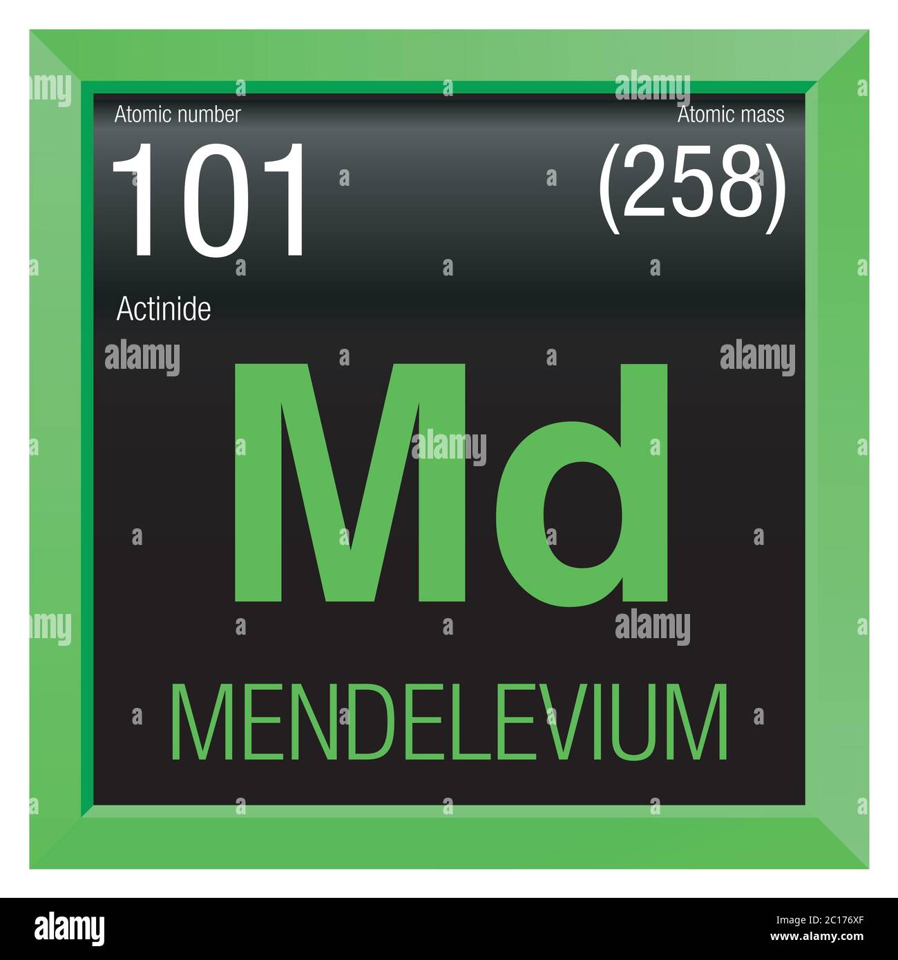 Symbole mendelevium. Élément numéro 101 du tableau périodique des ...