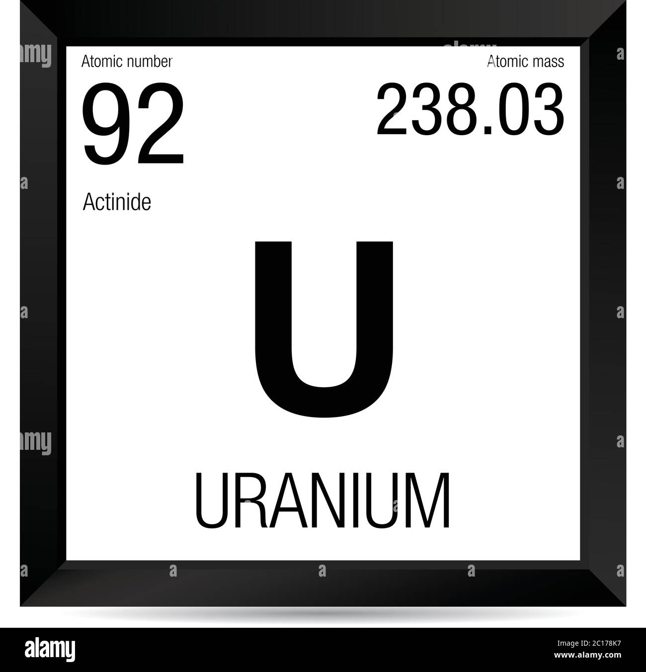Symbole d'uranium. Élément numéro 92 du tableau périodique des éléments ...