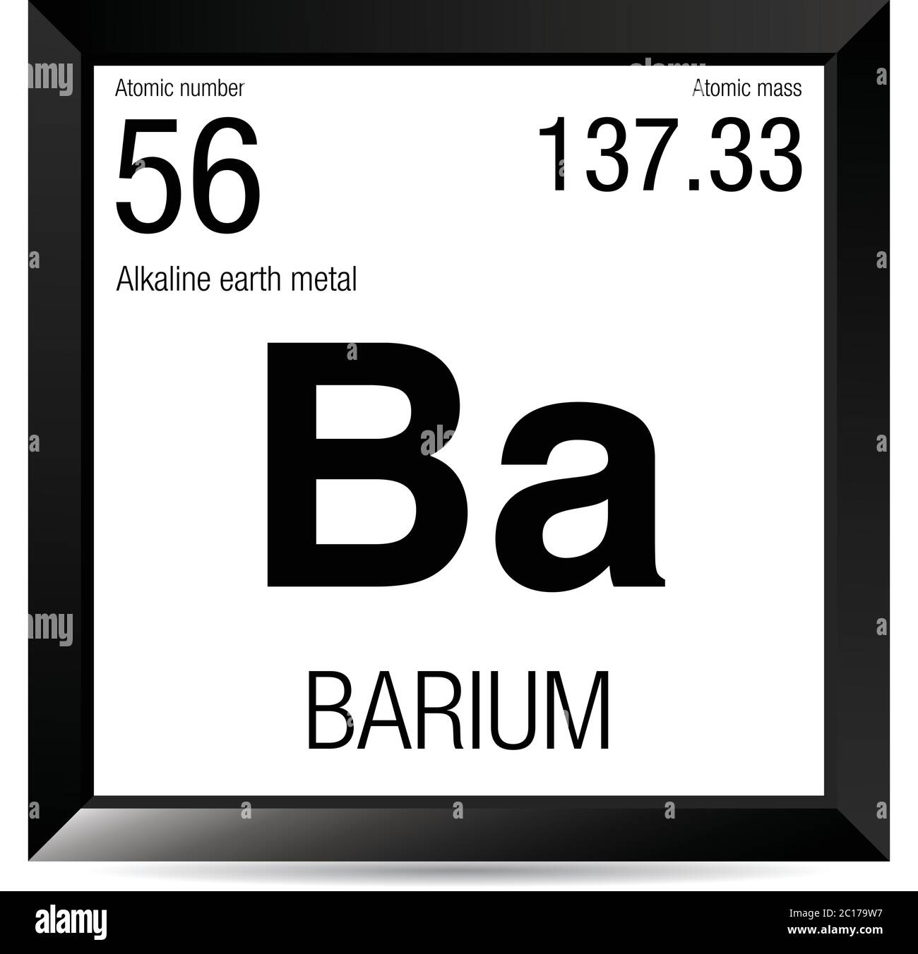 Symbole baryum. Élément numéro 56 du tableau périodique des éléments ...