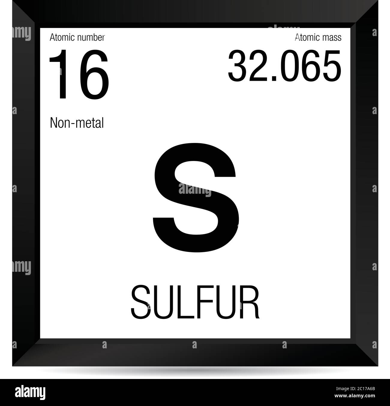 Symbole de soufre. Élément numéro 16 du tableau périodique des éléments ...