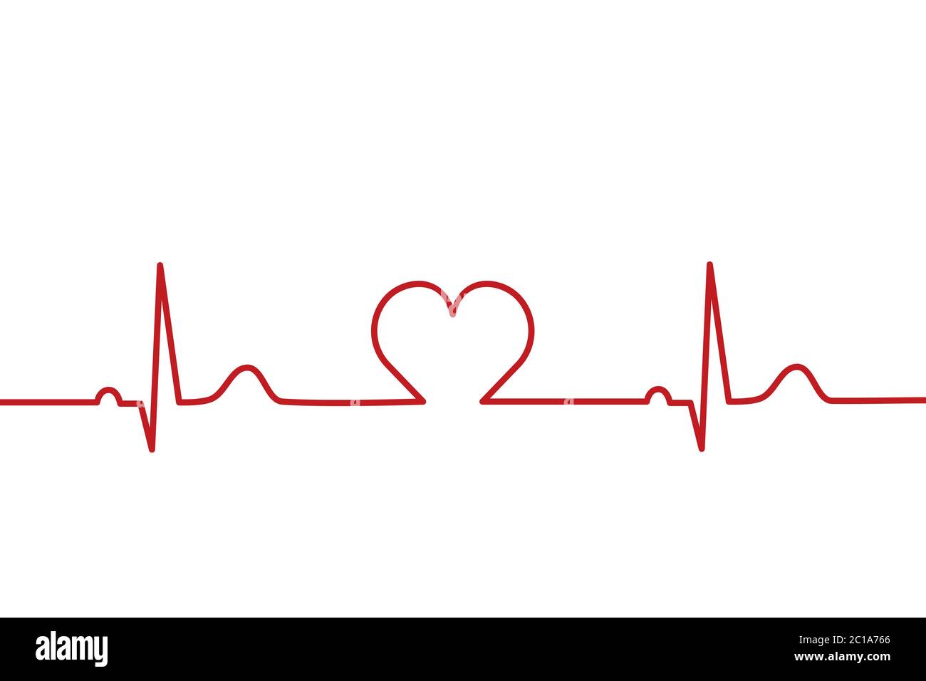 Électrocardiogramme normal, ECG, avec cœur au milieu. Ligne de ...