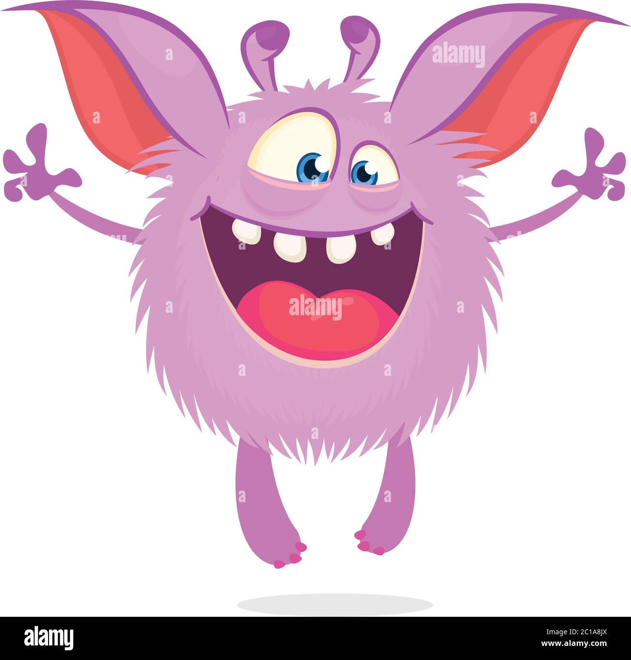 Drôle de monstre rose de dessin animé. Illustration vectorielle de ...