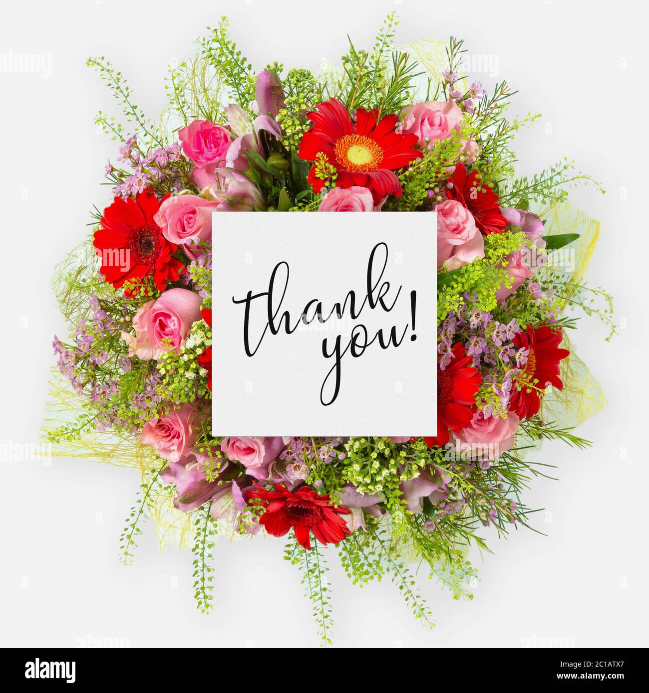 Thank you card pink flowers Banque de photographies et d’images à haute ...