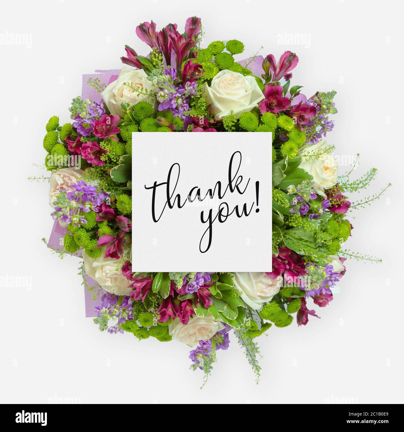 Carte de remerciement avec des fleurs roses Banque de photographies et ...