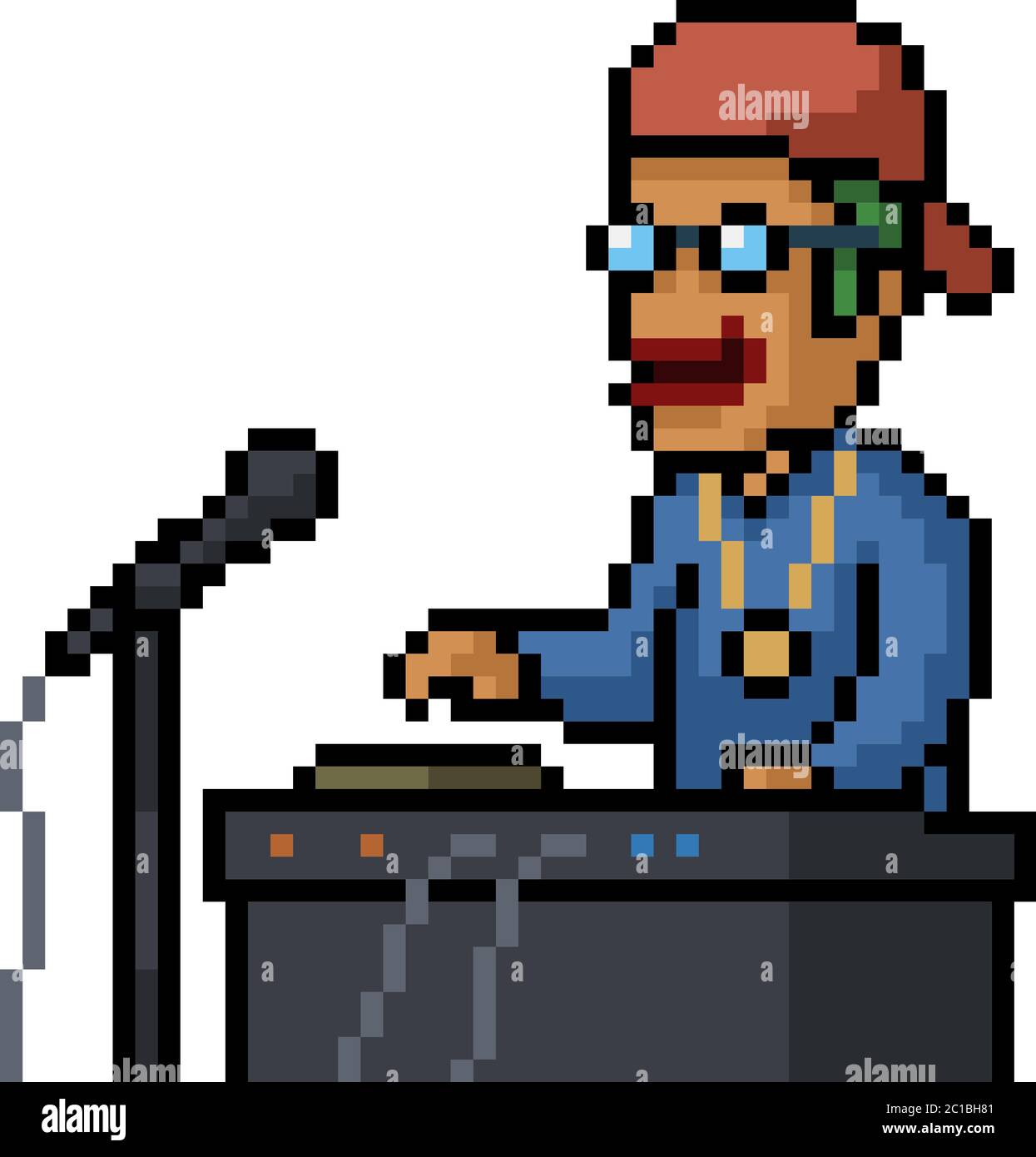 dessin animé isolé vector pixel art dj club Image Vectorielle Stock - Alamy