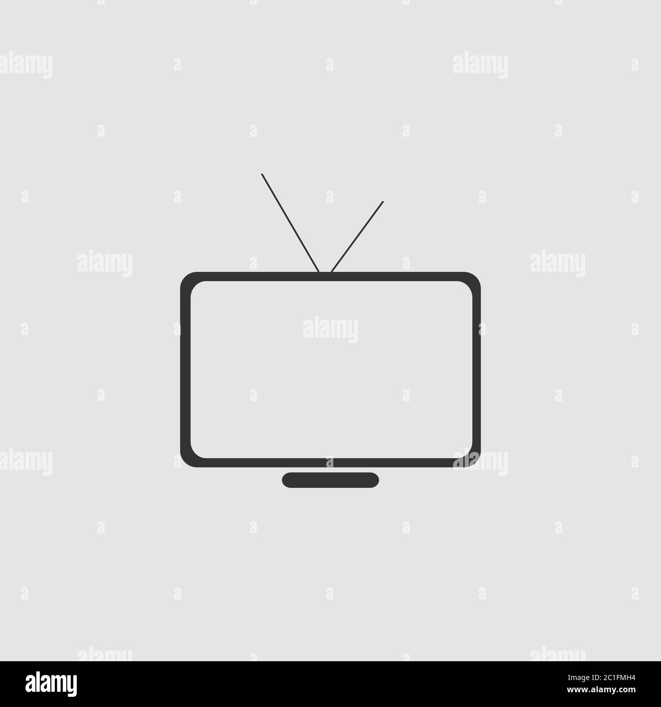 Icône TV plate. Pictogramme noir sur fond gris. Symbole d'illustration ...