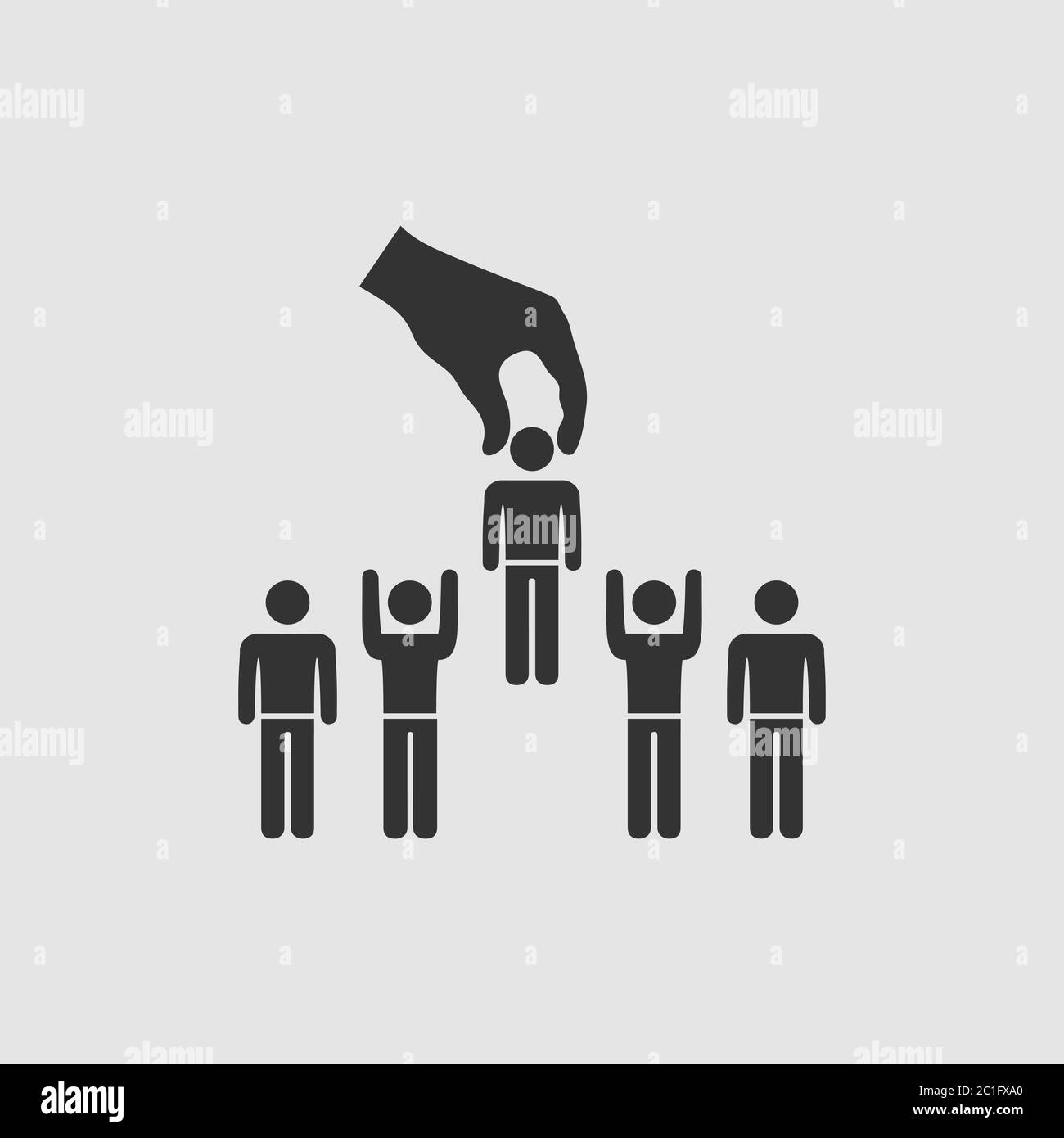 Icône de concept de recrutement. Pictogramme noir sur fond gris ...