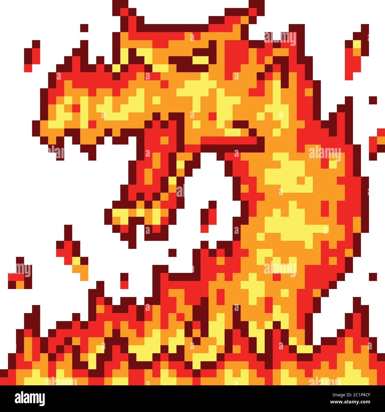 vecteur pixel art feu dragon isolé dessin animé Image Vectorielle Stock ...