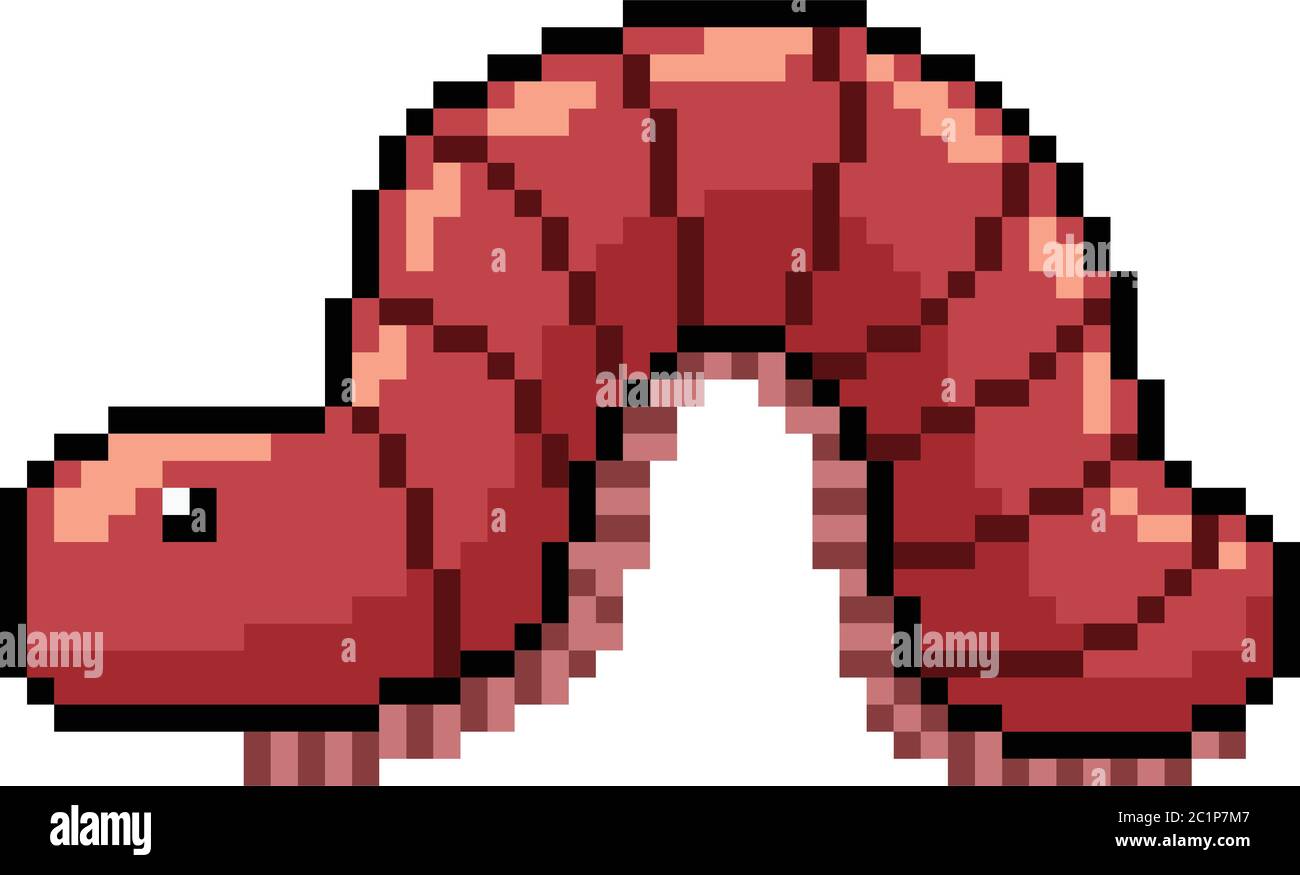 dessin animé isolé de ver de terre vector pixel art Image Vectorielle ...