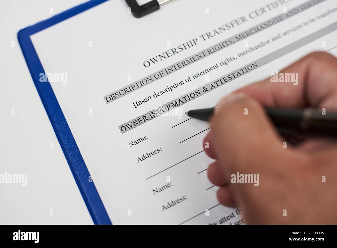 Certificat de transfert de propriété Banque de photographies et d ...