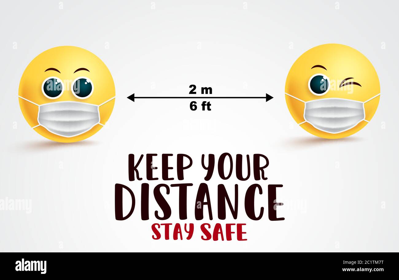 Emojis social distancing vecteur de signalisation. Gardez votre ...