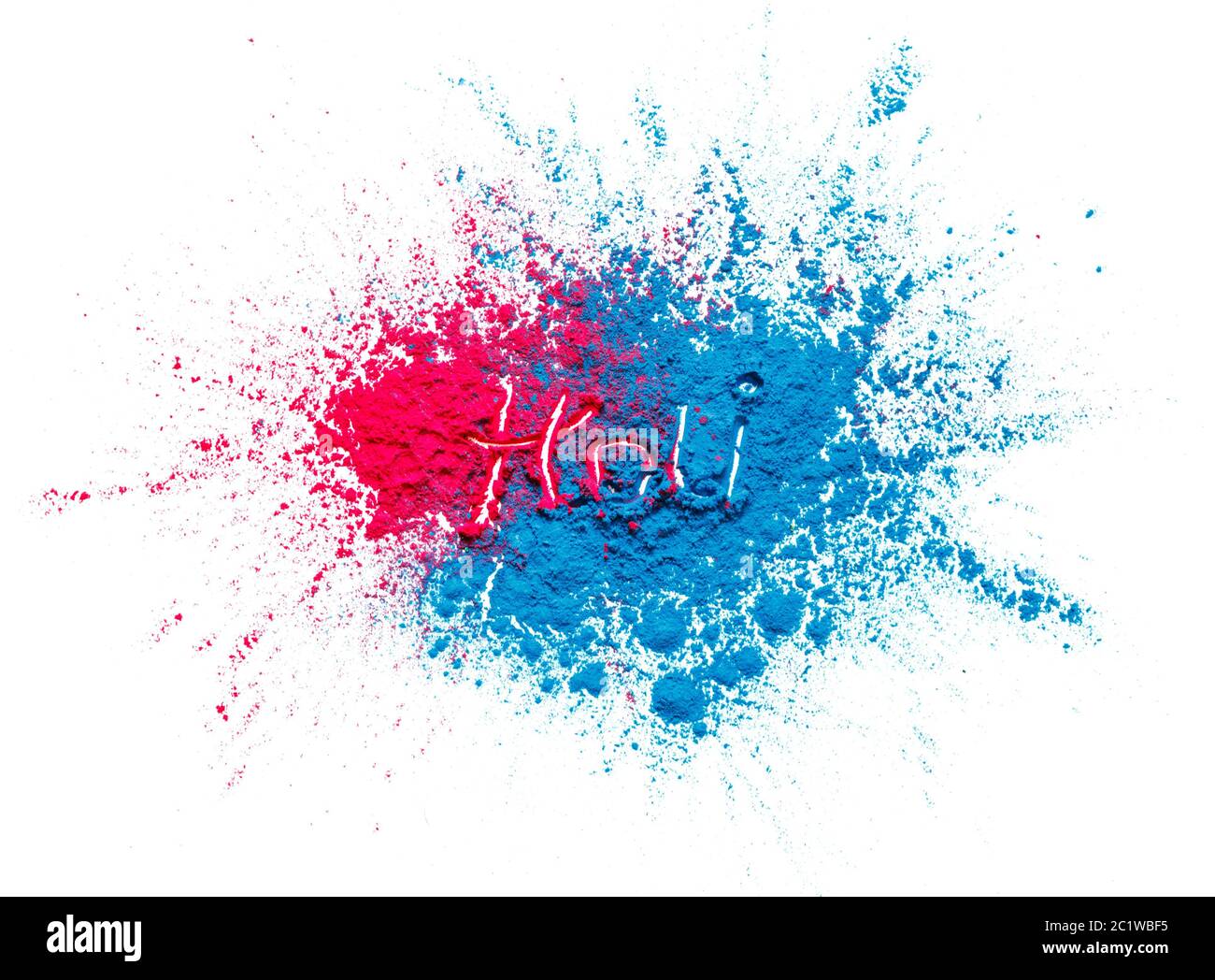 Résumé coloré Happy Holi fond. Poudre vive de couleur isolée sur blanc ...