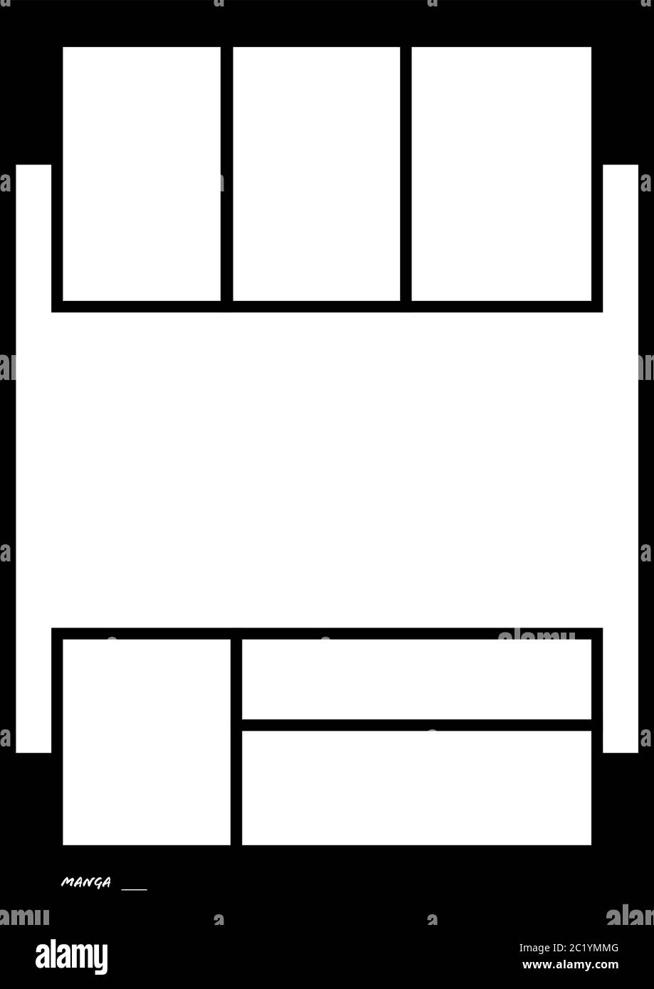Modèle de livre de bande dessinée Manga Storyboard Layout, noir Image ...