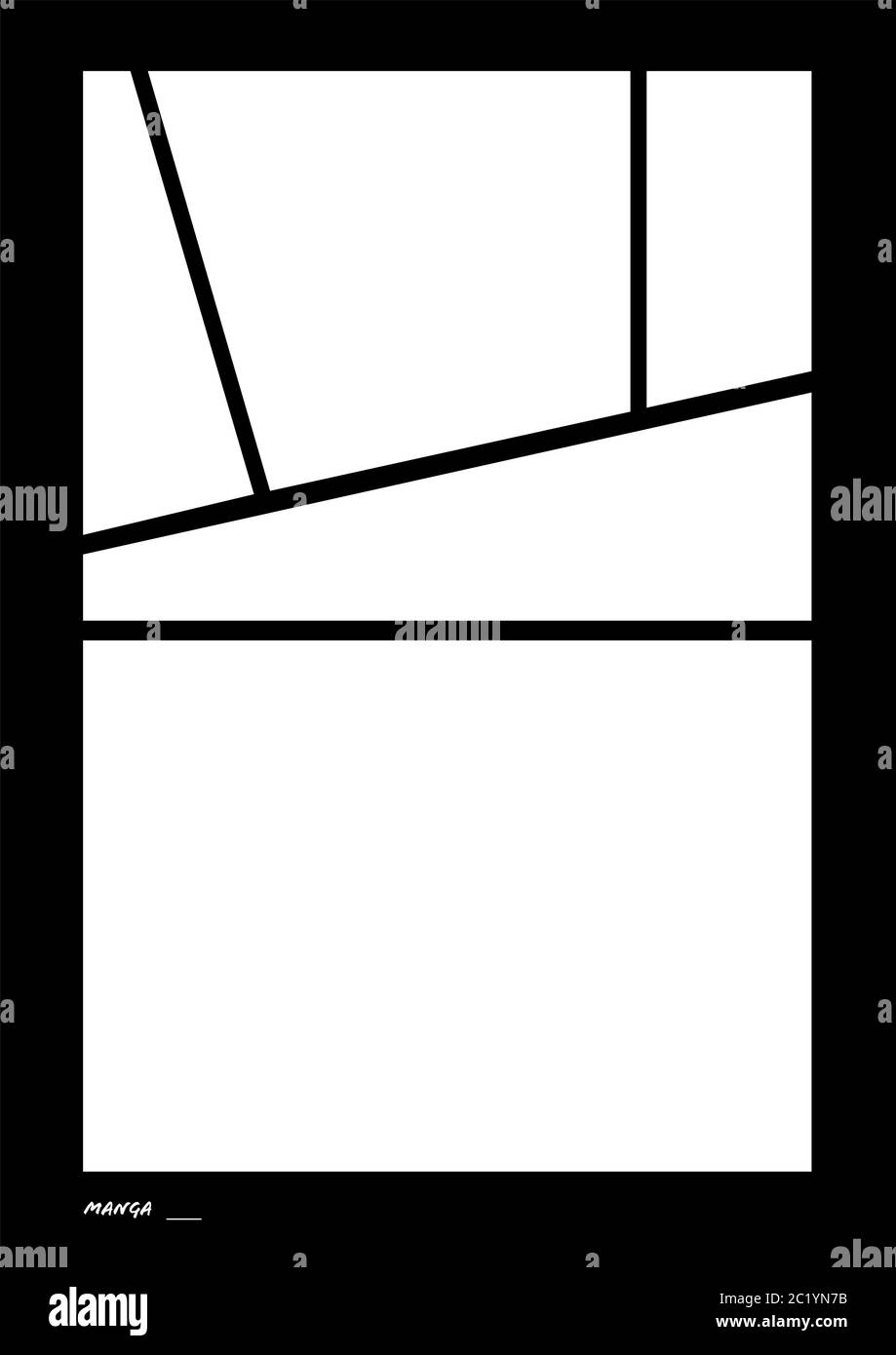 Modèle de livre de bande dessinée Manga Storyboard Layout, noir Image ...