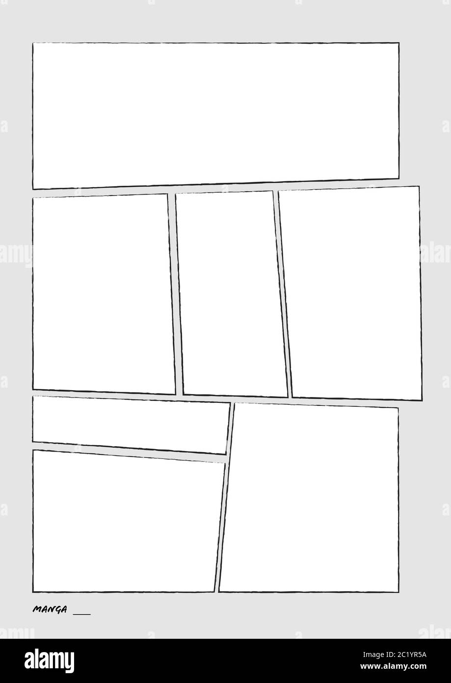 Modèle de livre de bande dessinée Manga Storyboard Layout gris Image ...