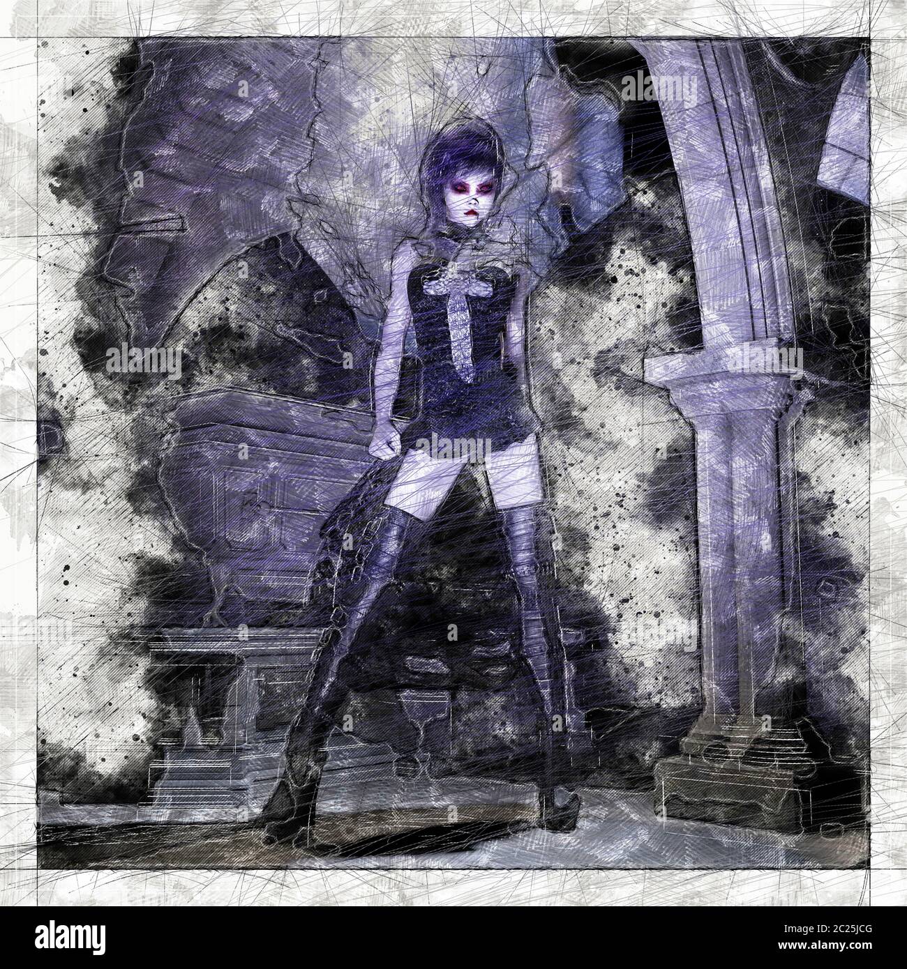 Esquisse artistique numérique, basée sur une illustration ...