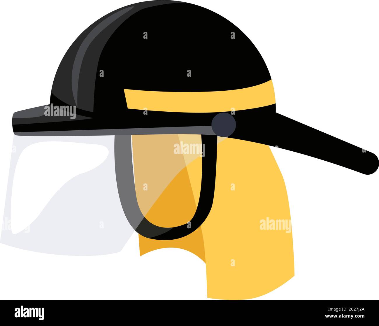 Symbole du casque de pompier dans un style plat. Casque jaune pompier ...