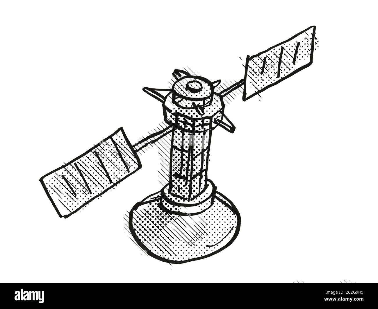 Dessin style de dessin de style rétro d'une sonde spatiale ou satellite ...
